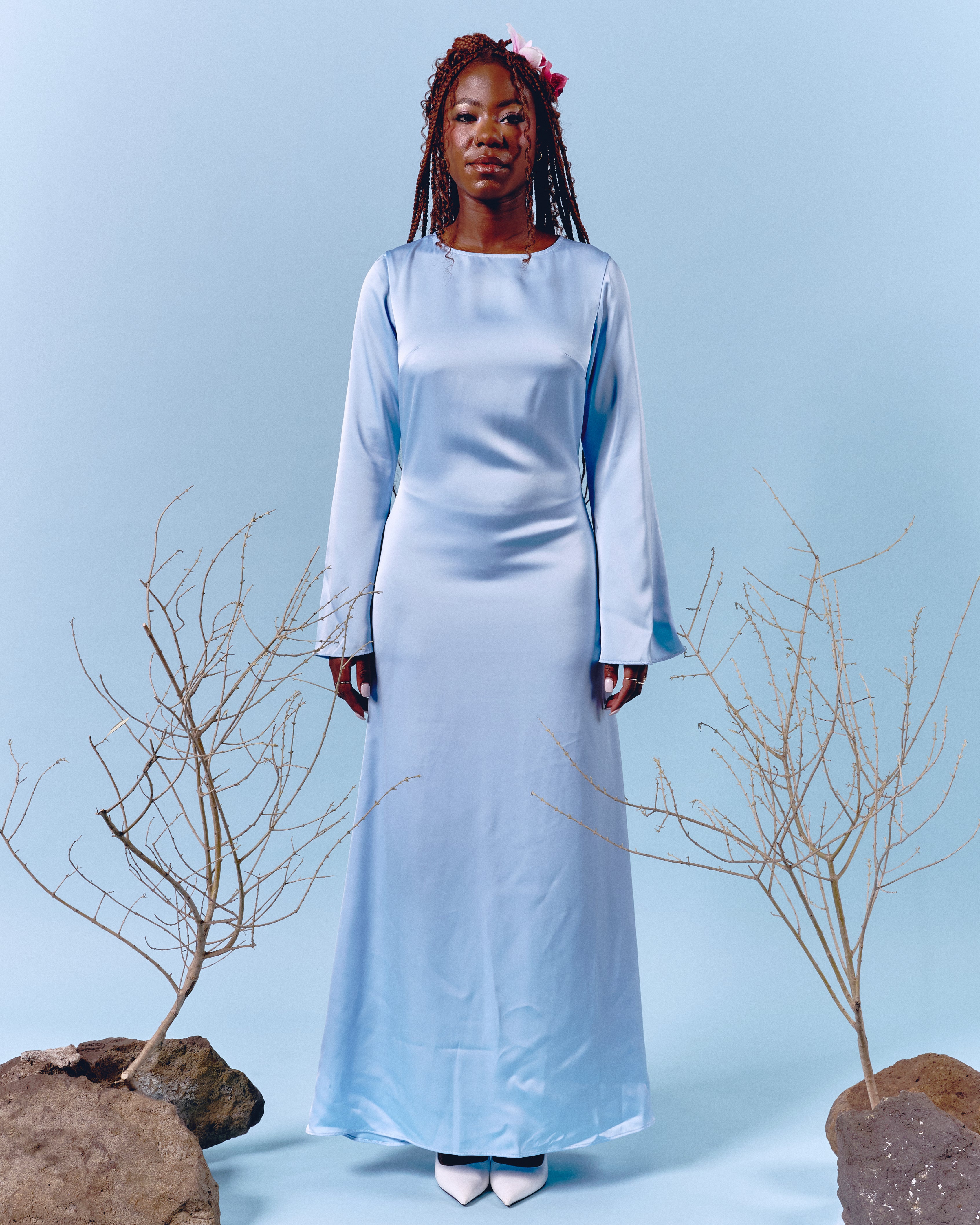Blue Silk Dress – Modest Muse